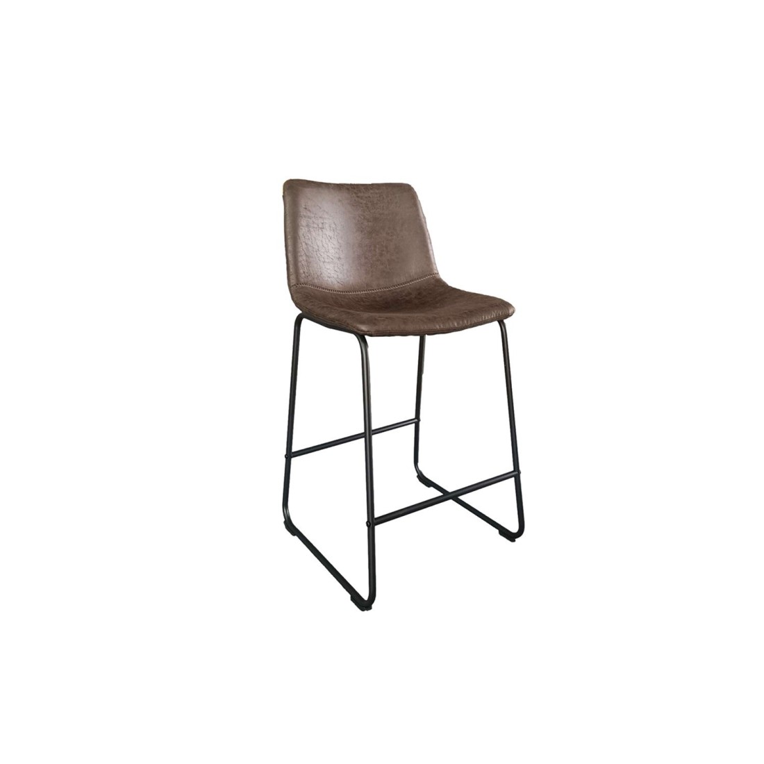 Silla de mostrador MANCO - PU marrón oscuro - Patas de metal - Altura ...