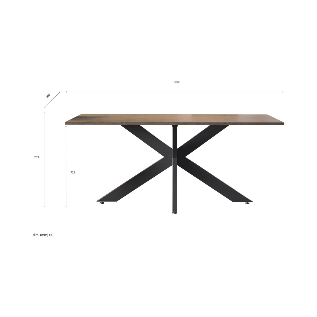 Table de salle à manger GWEN – 180 x 90 cm – Bois foncé Mercure et ...
