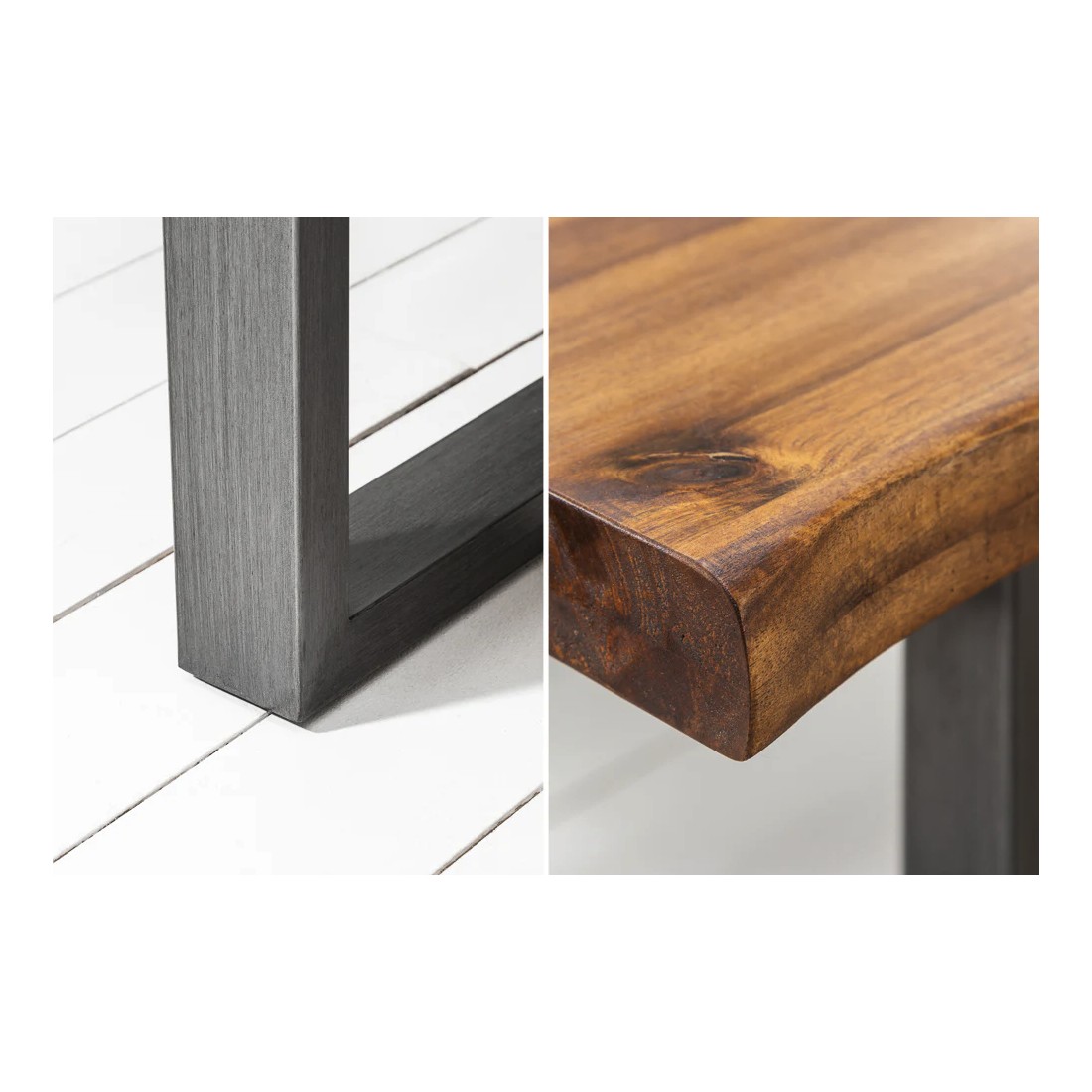 Table de salle à manger NALKO 180 cm – Bois massif & métal – Style ...