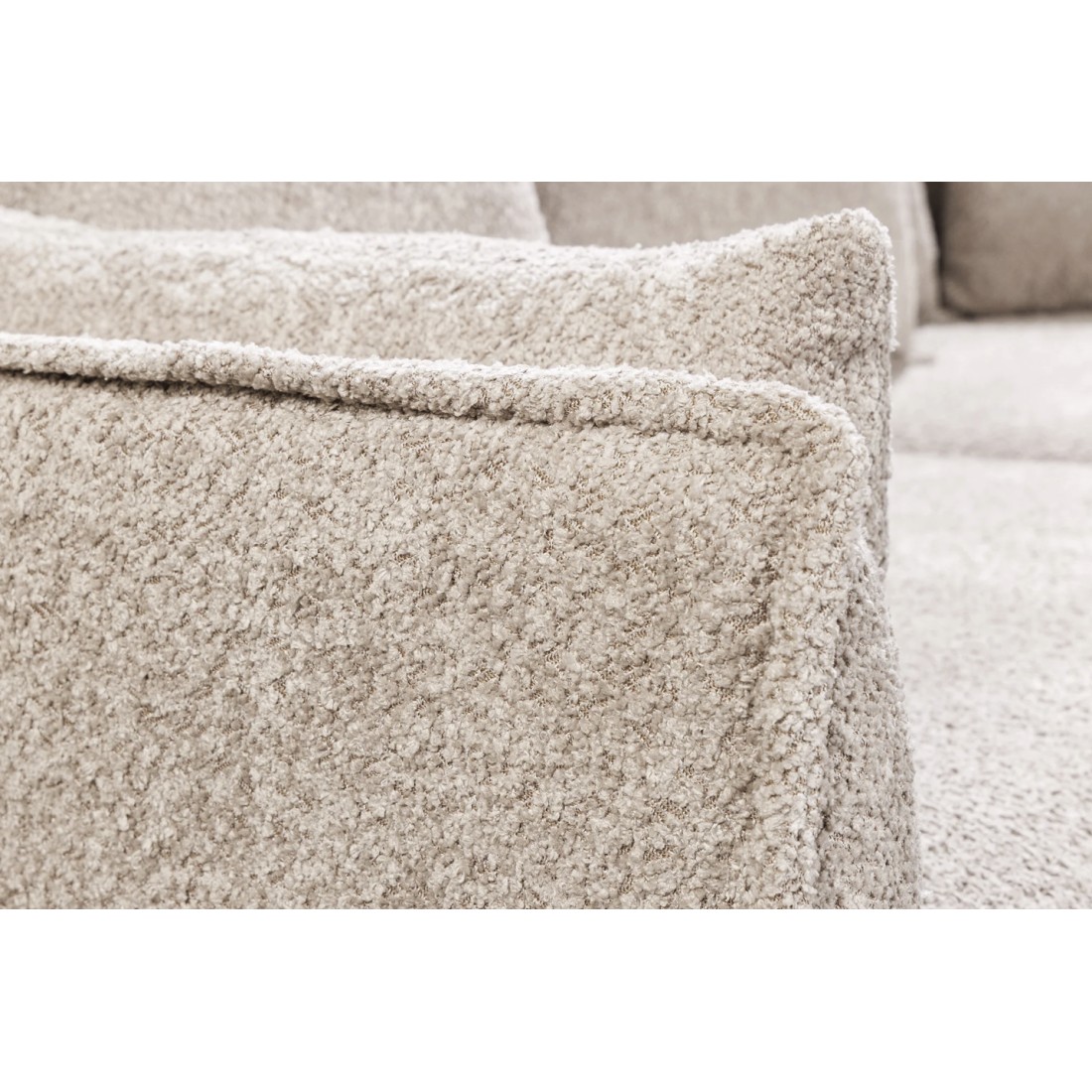 Canapé droit KALIA beige champagne – Tissu bouclette 3 places élégant