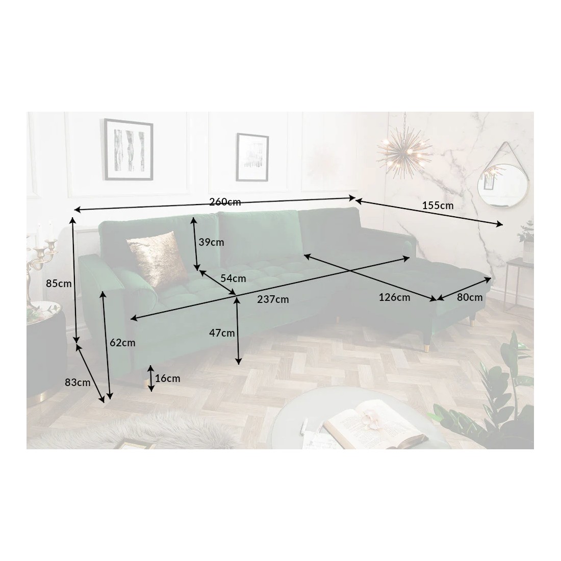 Canapé d’angle KOLIRI vert émeraude avec pouf – Canapé design en ...