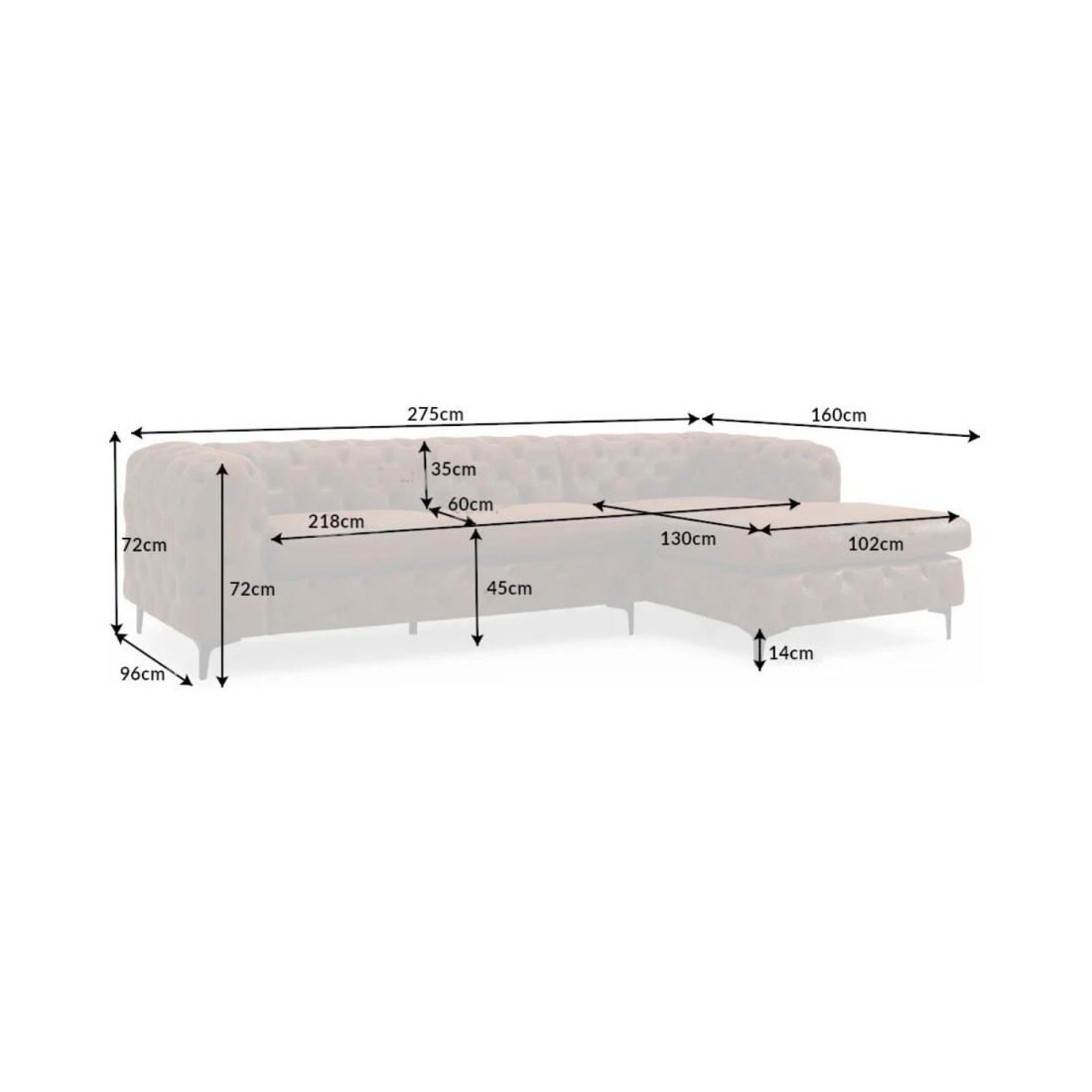 Canapé d’angle VELENA marron – Canapé baroque en microfibre élégant