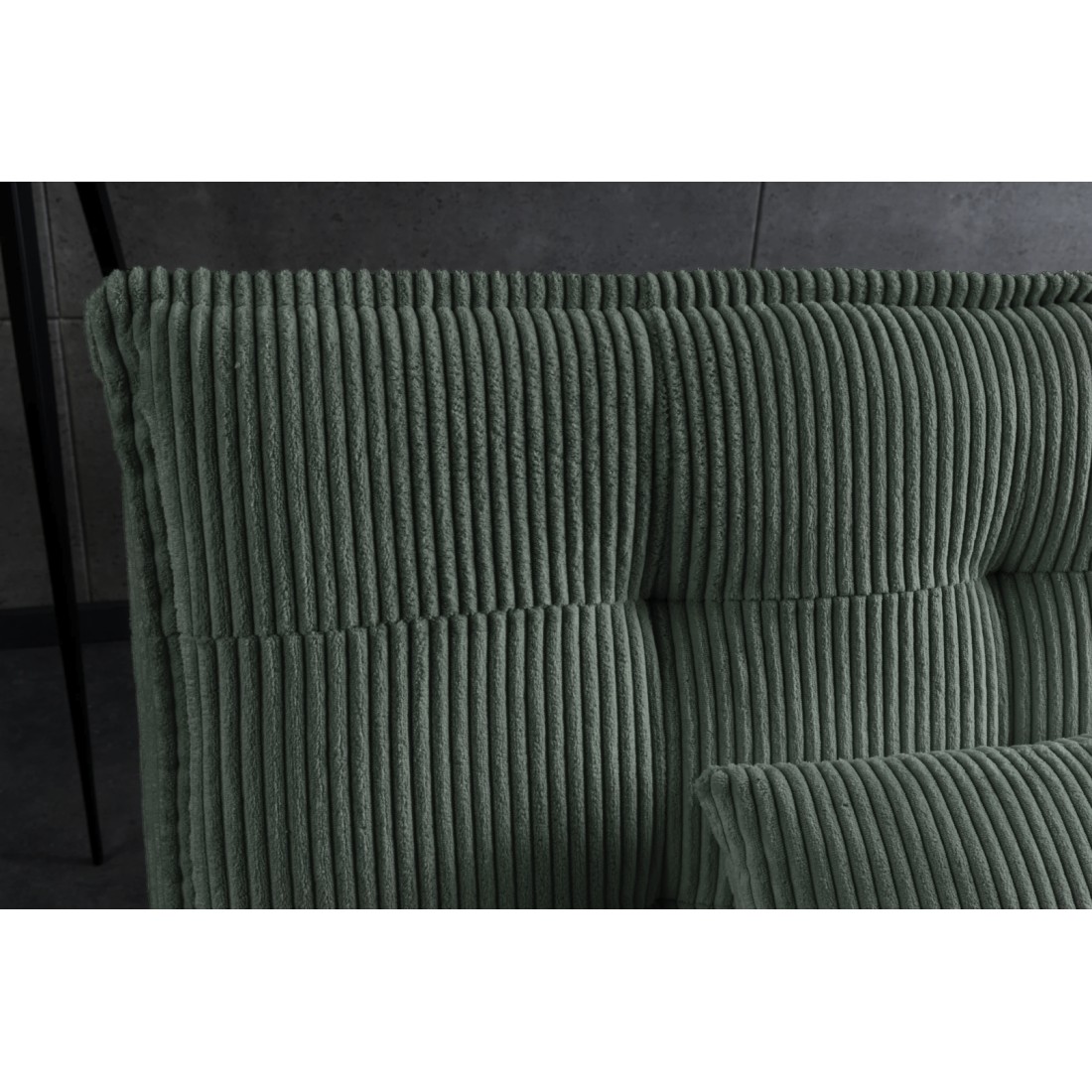 Canapé droit convertible SERENO vert – Canapé-lit en velours côtelé