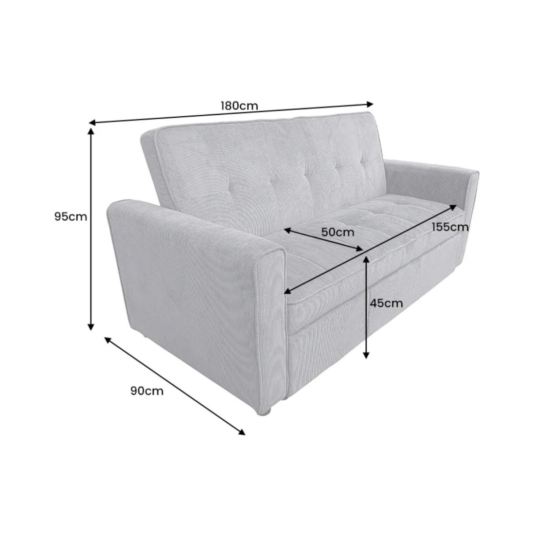 Canapé droit modulable ROULY gris 180 cm – canapé convertible en ...