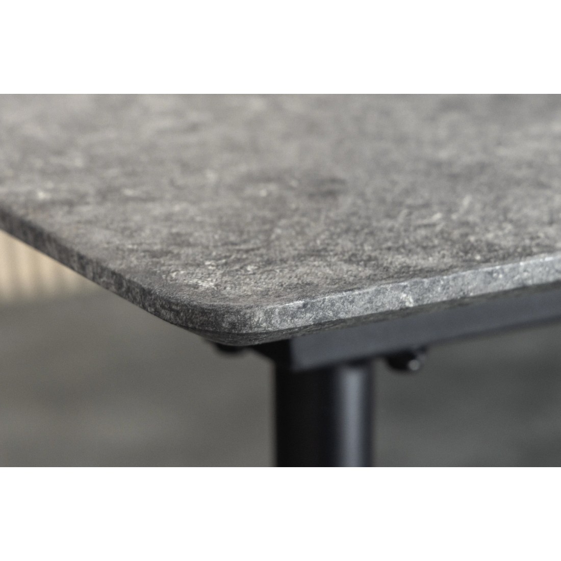 Table extensible CALDERO 120–160 cm – Table aspect pierre et métal